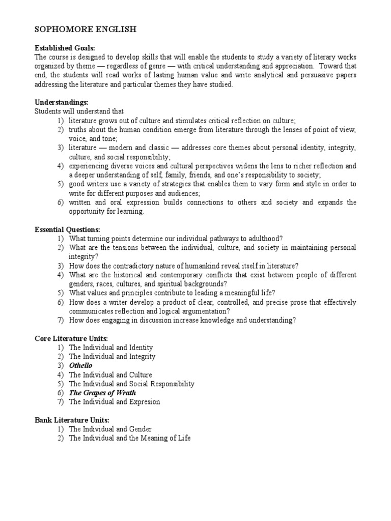 Sophomore English - Sipre+ | PDF | Iago | Othello