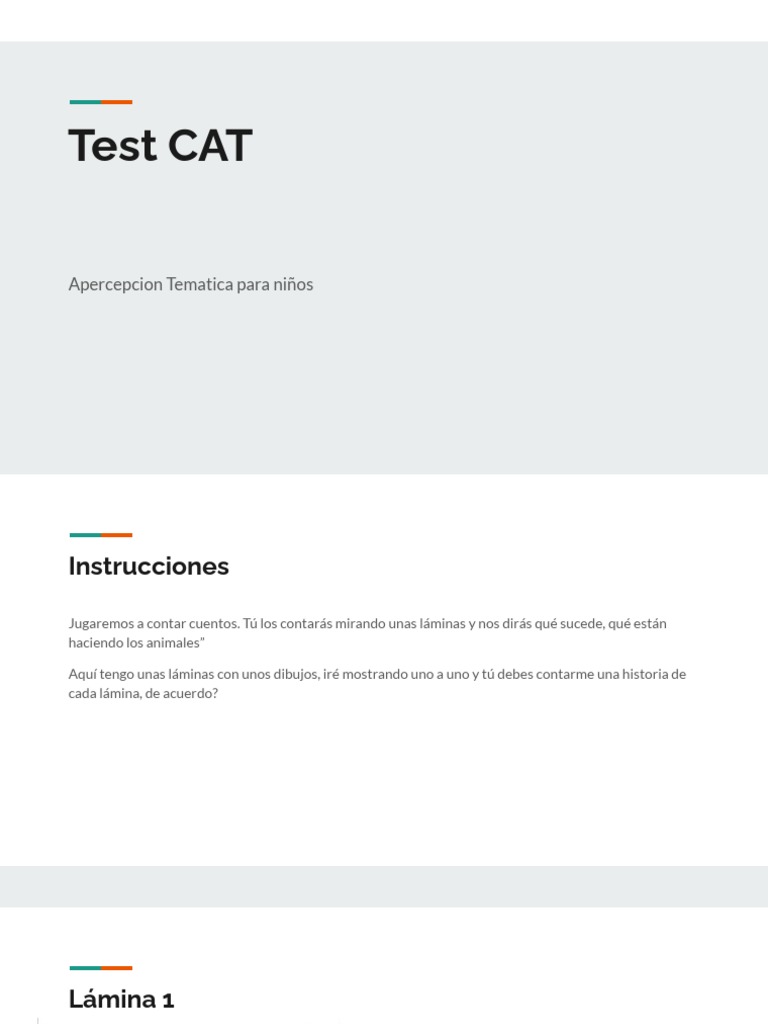 Test CAT: Proyección Infantil en Cuentos | PDF | Temor | Ciencias del ...