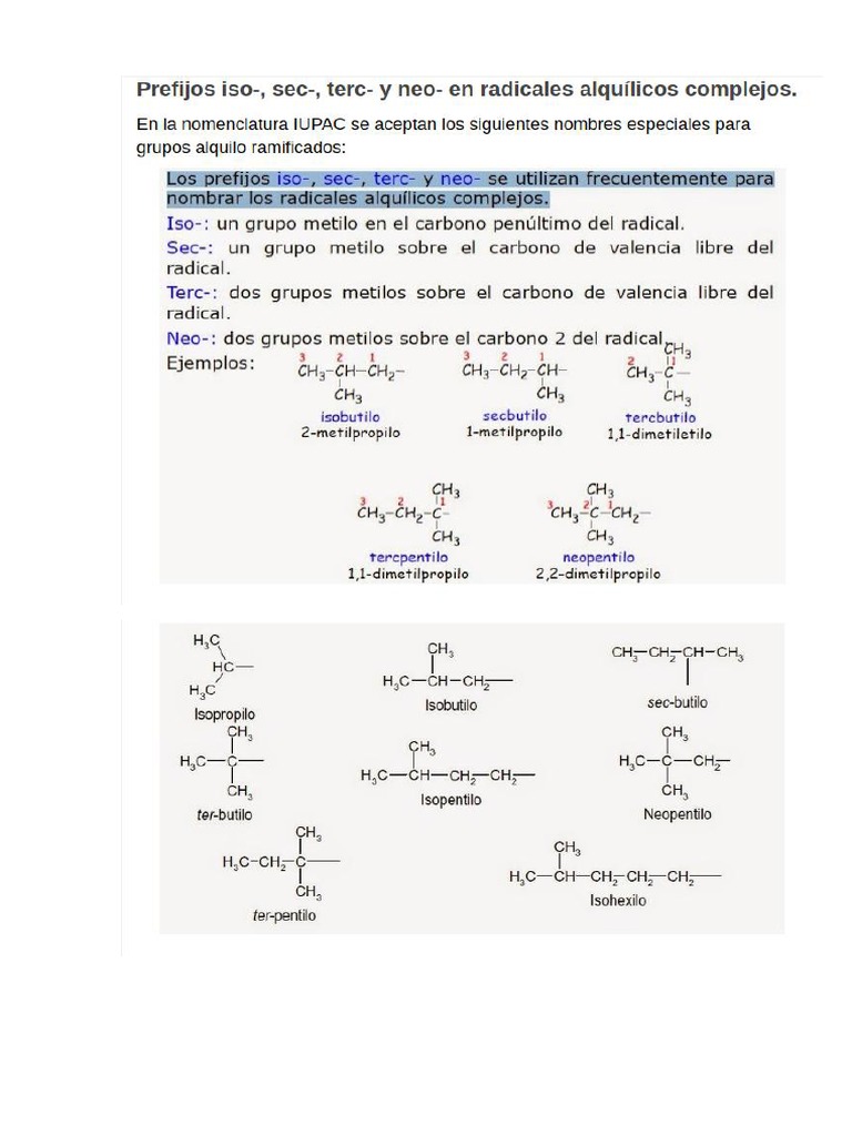 Prefijos Radicales Alquilo | PDF