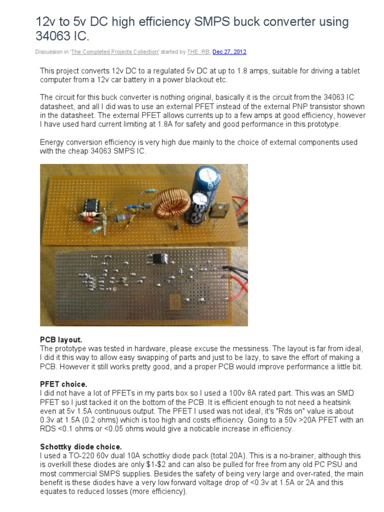 12V to 5V Buck Converter with 34063 IC | PDF