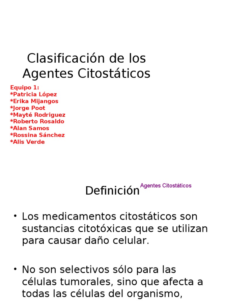 1.-Clasificación de Los Agentes Citostáticos | Quimioterapia ...