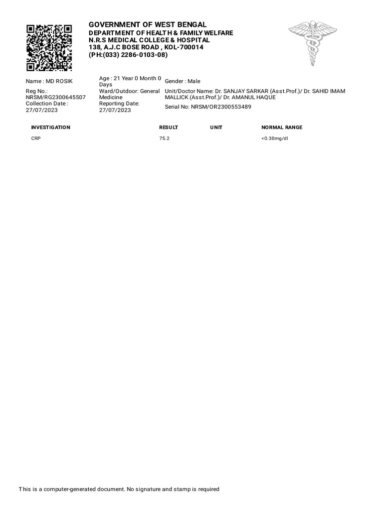 Test Result Print | PDF