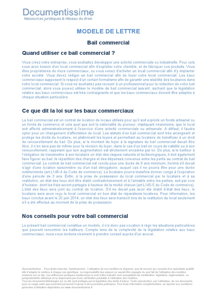 Bail Commercial 781 | PDF