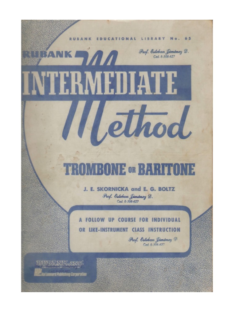 Rubank Intermediate Trombone Method | PDF | Tempo | Trombone