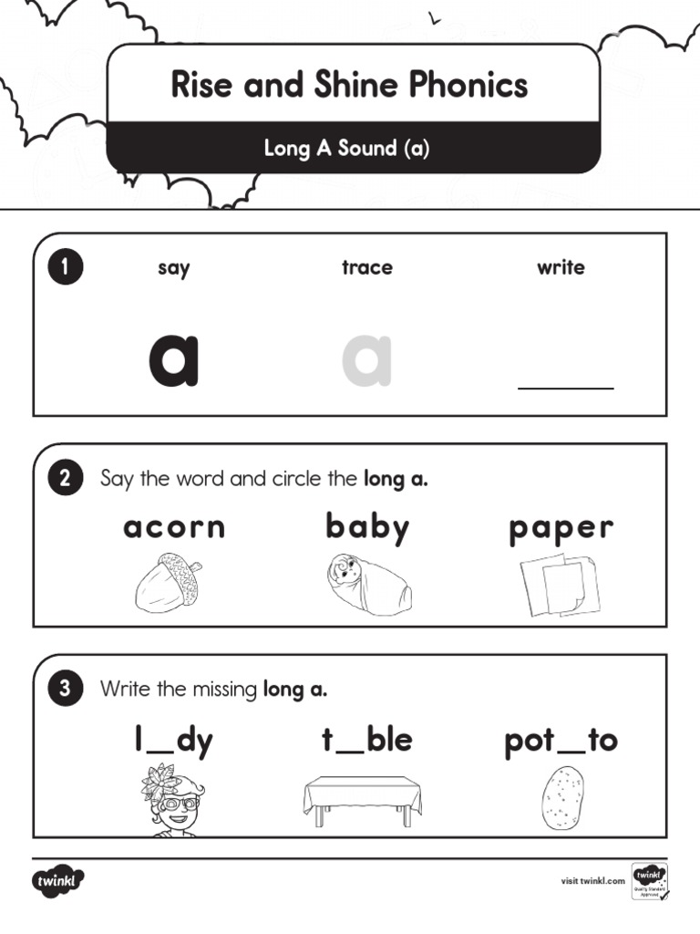 BW Rise and Shine Phonics - Long A Sound Activity | PDF | Learning ...