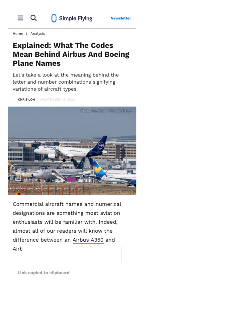 Explained: What The Codes Mean Behind Airbus and Boeing Plane Names ...