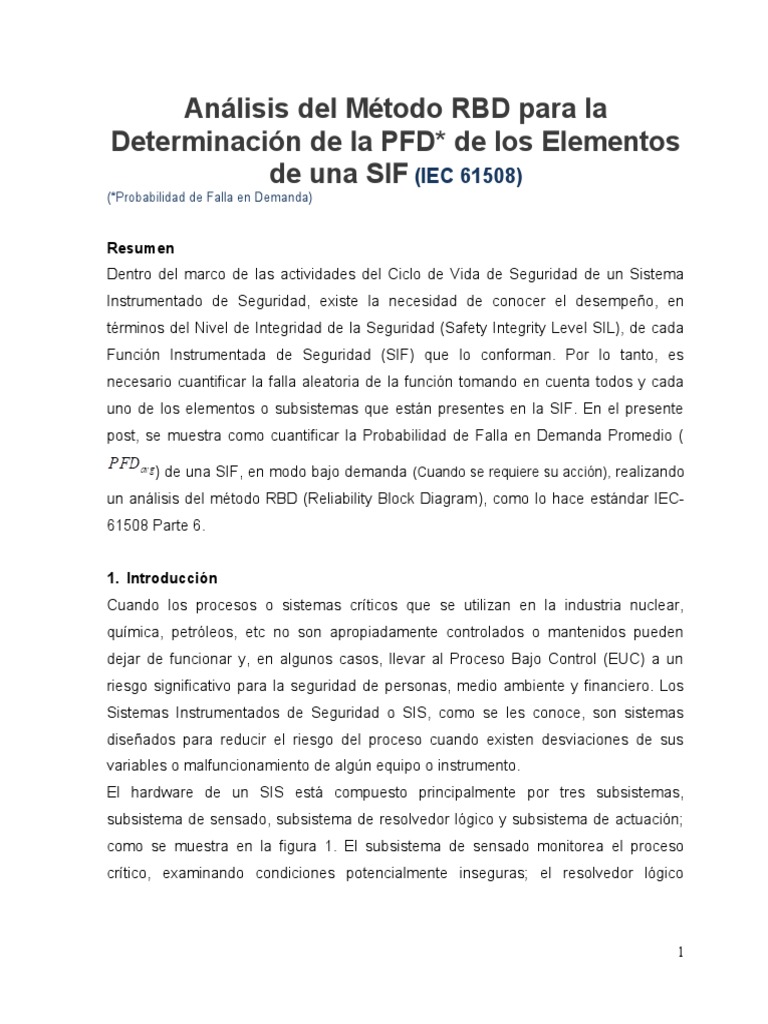 Análisis Del Método RBD para La Determinación de La PFD de Los ...