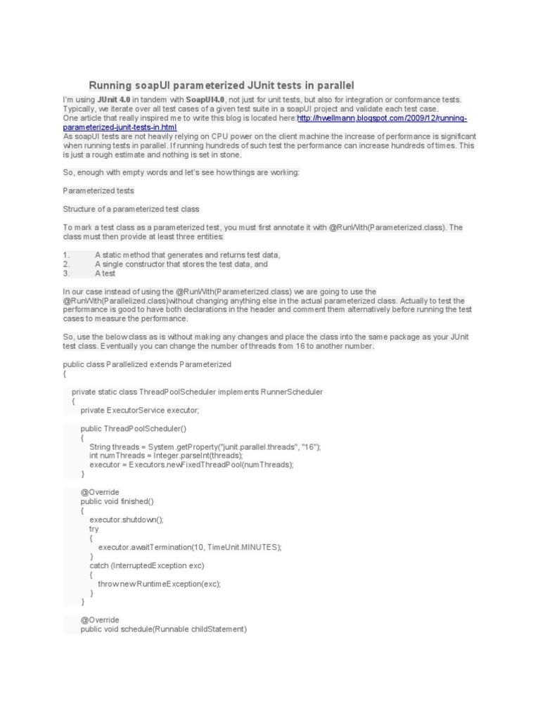 Running SoapUI Parameterized JUnit Tests in Parallel | PDF | Unit ...