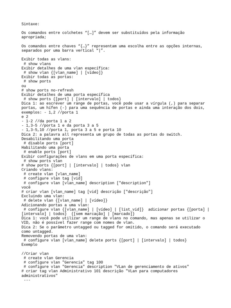 Comandos para Configurar VLAN Cisco | PDF | Informática | Ciência da ...