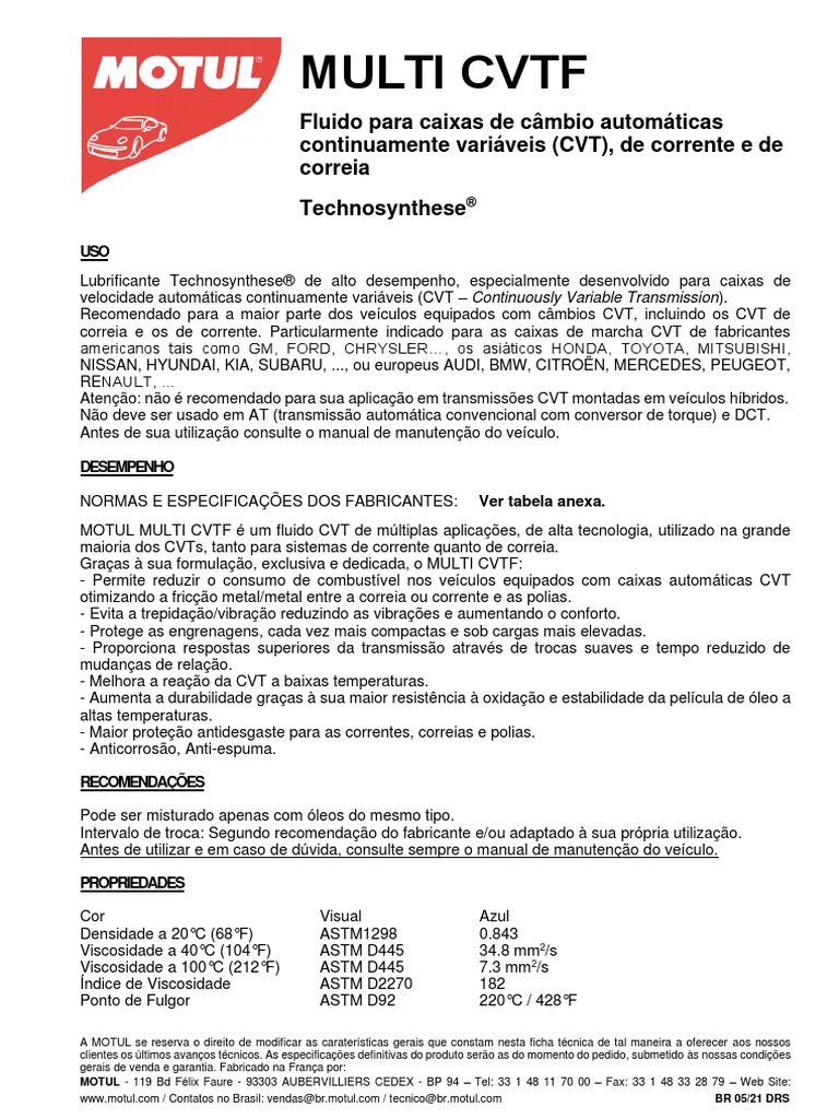 Multi CVTF BR 0122 | PDF | Veículos terrestres | Fabricantes de automóveis