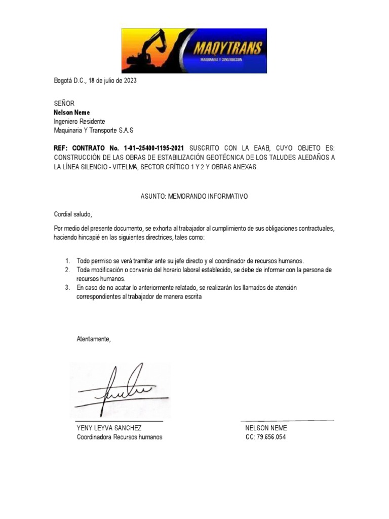 Memorando Informativo Nelson Neme 2.. | PDF