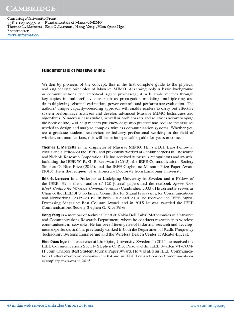 Frontmatter | PDF | Mimo | Telecommunications Engineering