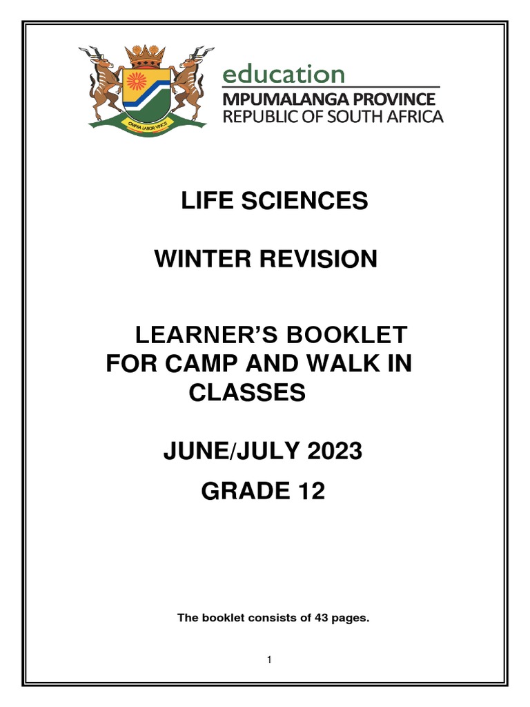 LIFE SCIENCES WINTER CLASSES LEARNERS BOOKLET (Final) | PDF | Rna | Dna