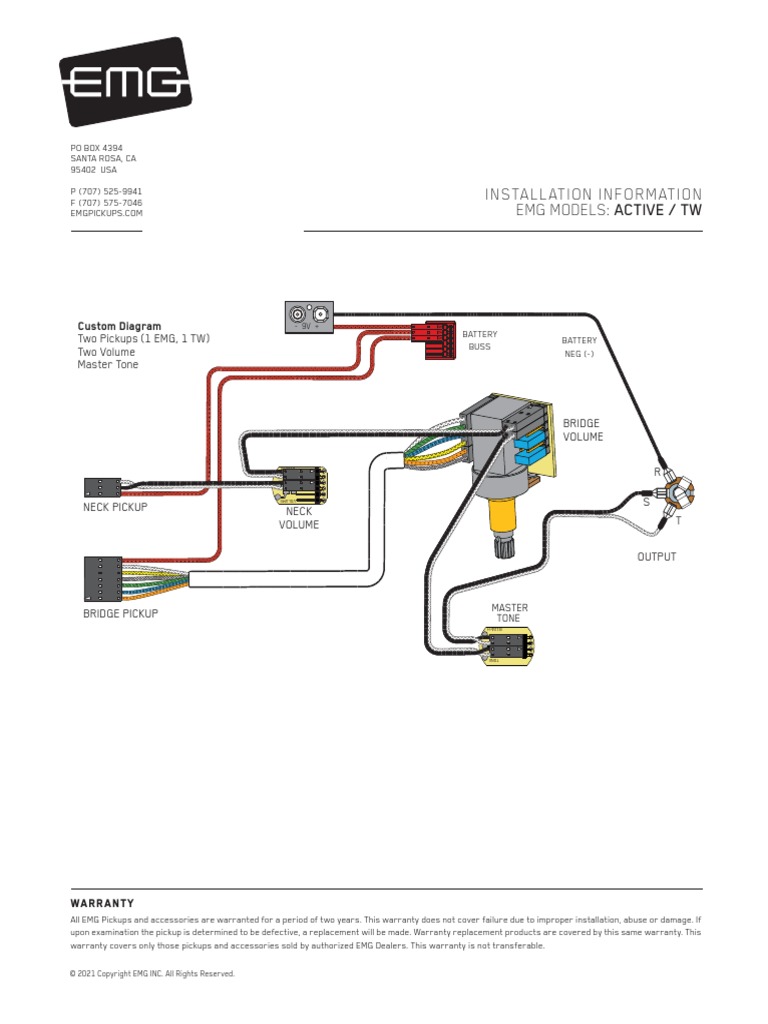 1-EMG-1-TW-2v-1t-no-switch | PDF | Guitars | Guitar Family Instruments