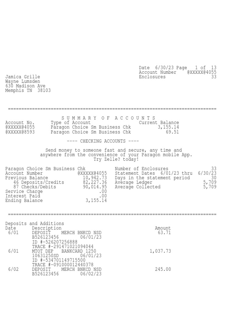 Paragon Bank Statement June 23 | PDF | Debits And Credits | Services ...