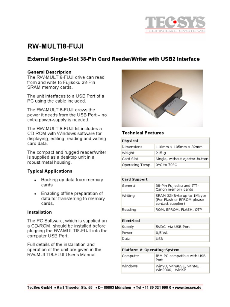 RW-MULTI8-FUJI Card Reader Overview | PDF