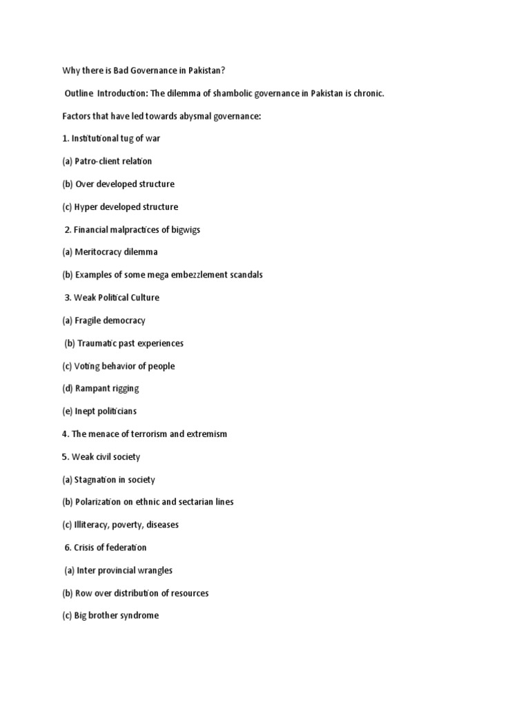 Bad Governance | PDF | Pakistan | Governance