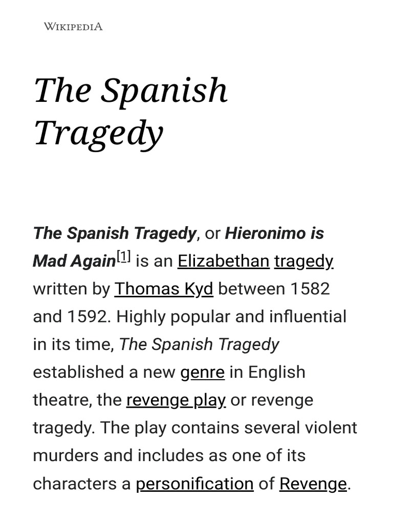 The Spanish Tragedy - Wikipedia | PDF | Theatre