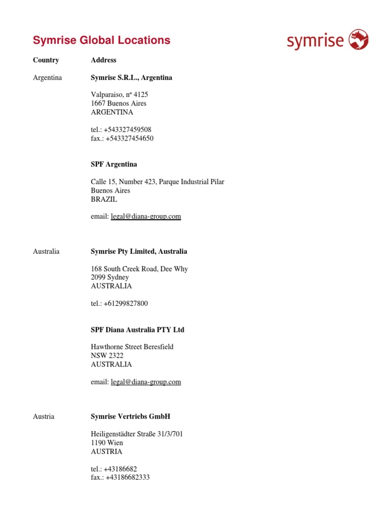 Symrise List | PDF | Perfumery | Flavor