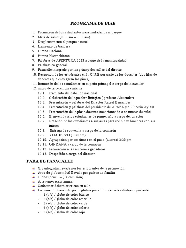 Programa de Biae | PDF