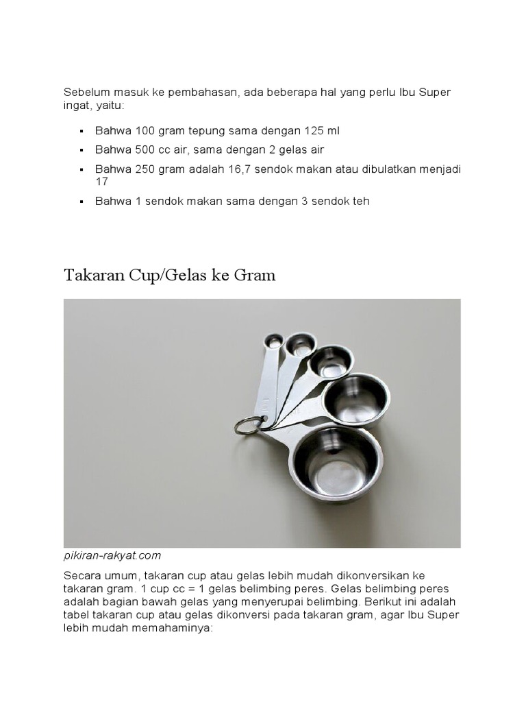 Takaran Resep | PDF
