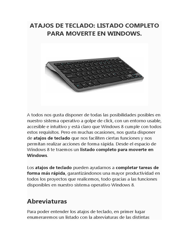 Windows - Atajos Del Teclado | PDF | Ventana (informática) | Archivo de ...