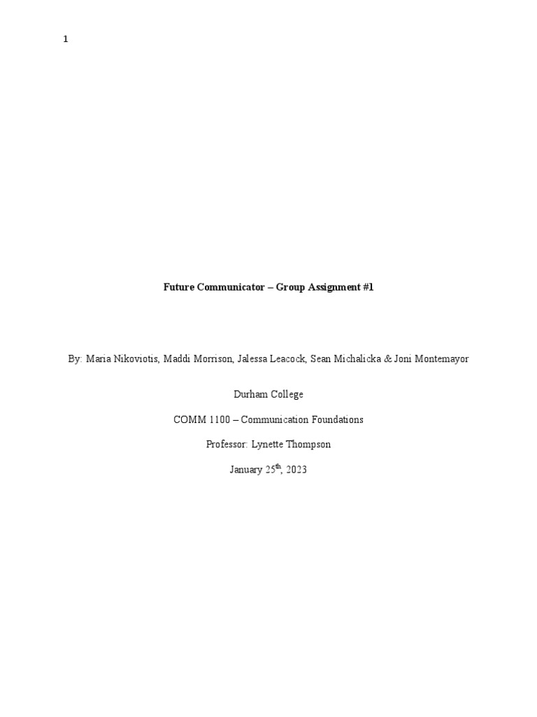 comm 1100 - future communicator group assignment | PDF