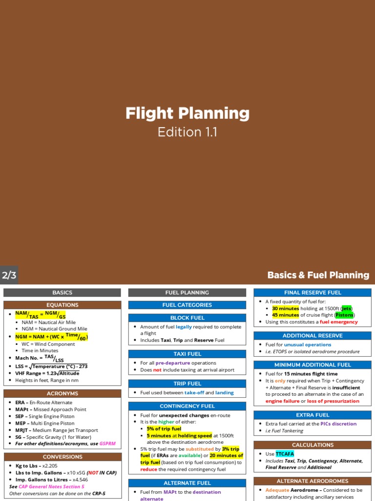 Flight Planning Keys Notes | PDF | Aeronautics | Aircraft