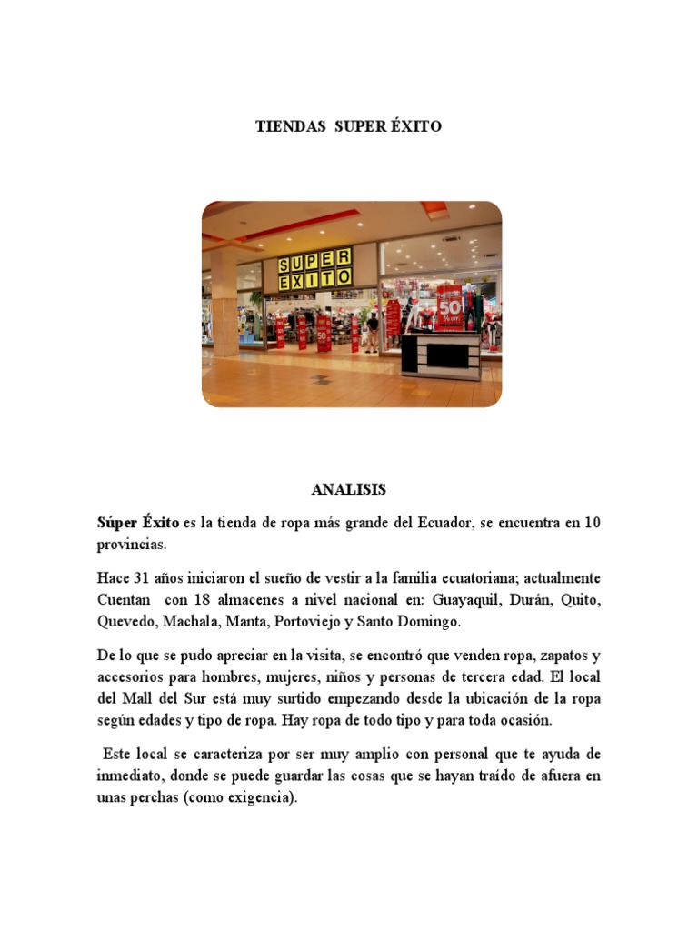 TIENDAS SUPER ÉXITO | PDF
