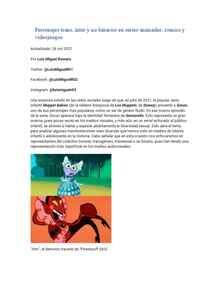 Personajes trans y no binarios en medios | PDF | Transgénero | Estudios ...