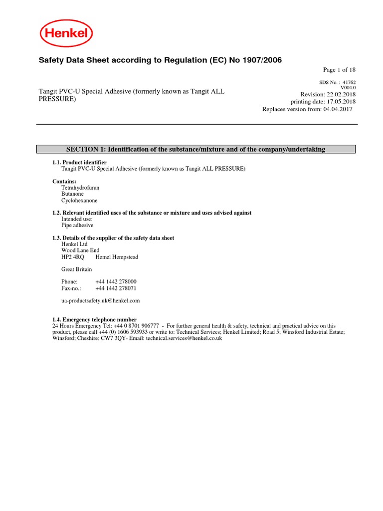 0900766b8001d978 Henkel SDS MSDS | PDF | Toxicity | Personal Protective ...