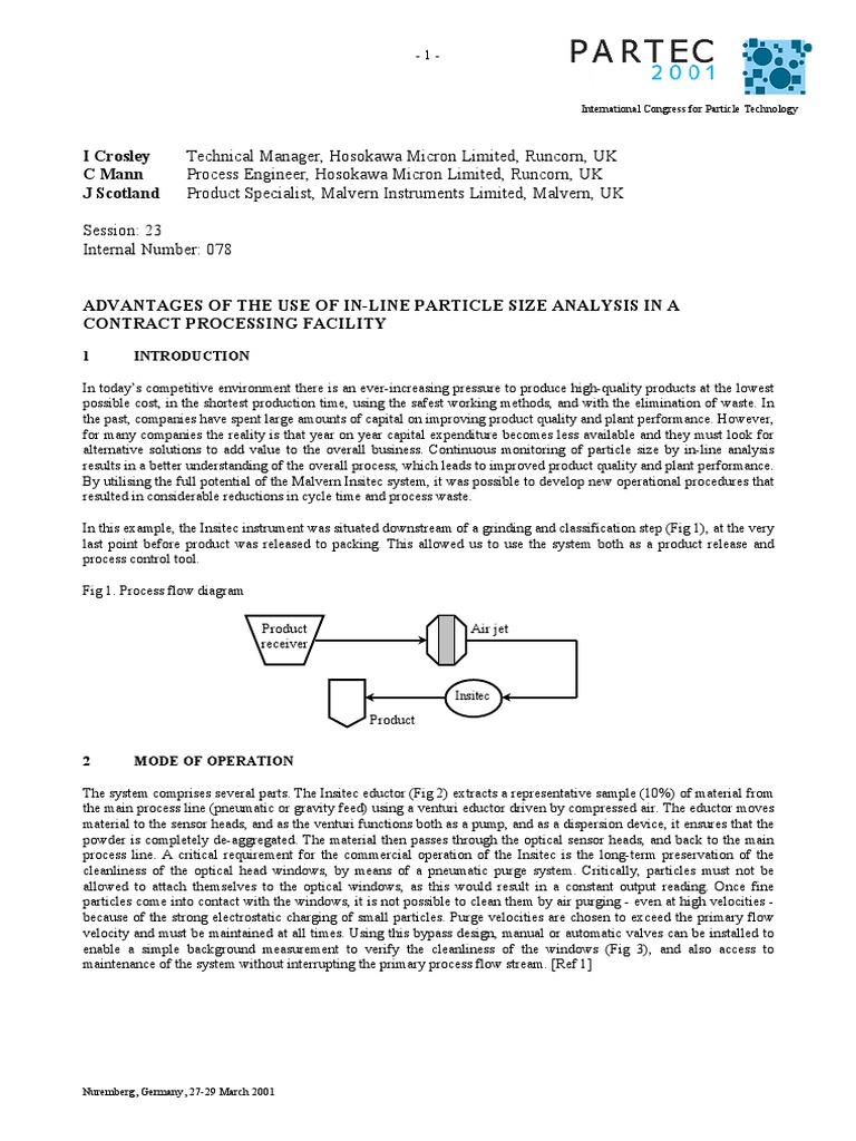 Advantages of The Use of In-Line Particle Size Analysis in Acontract ...