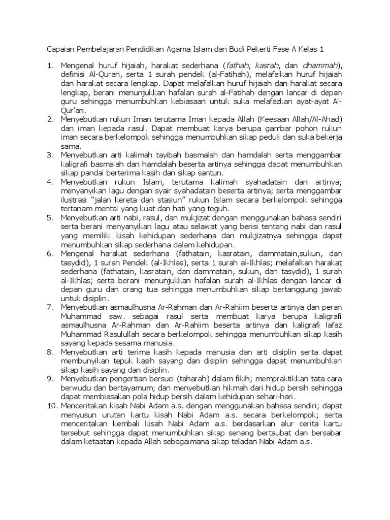 CP Pai Kelas 1 | PDF