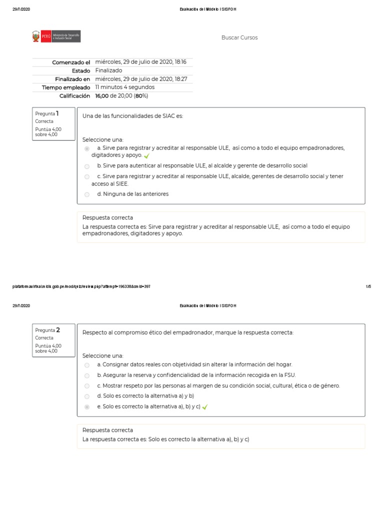 Evaluación Del Módulo I SISFOH | PDF | Informática