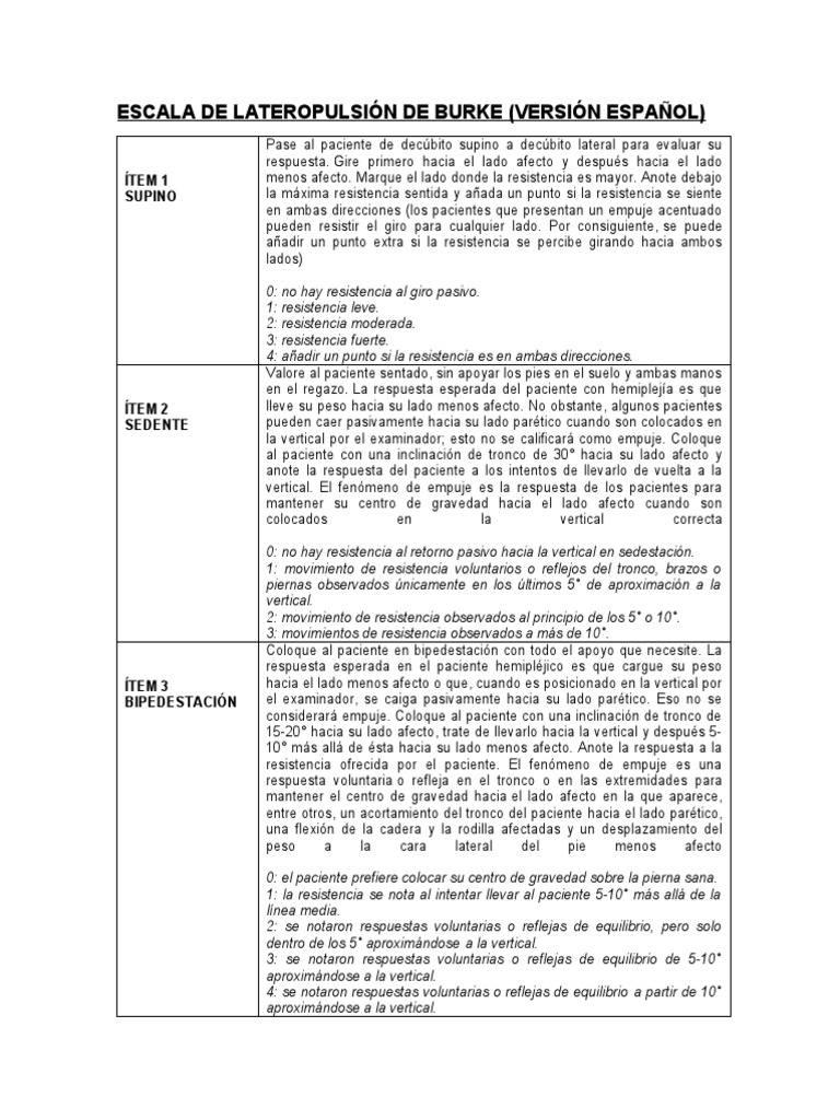 Escala de Lateropulsión de Burke | PDF