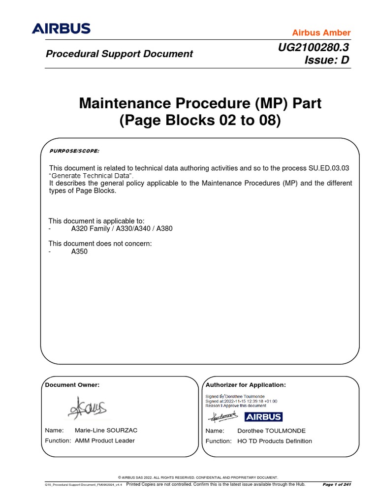 UG2100280.3 - Iss - D - Maintenance Procedure (MP) Part (Page Blocks 02 To 08) | PDF ...