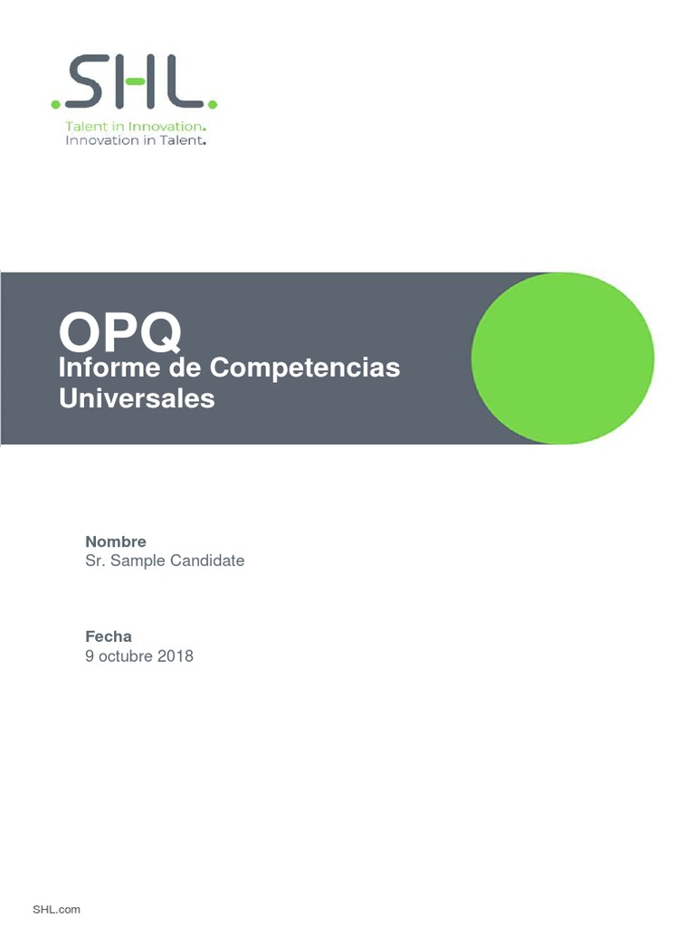 OPQ32 Universal Competency Report Spanish (North America) | PDF ...
