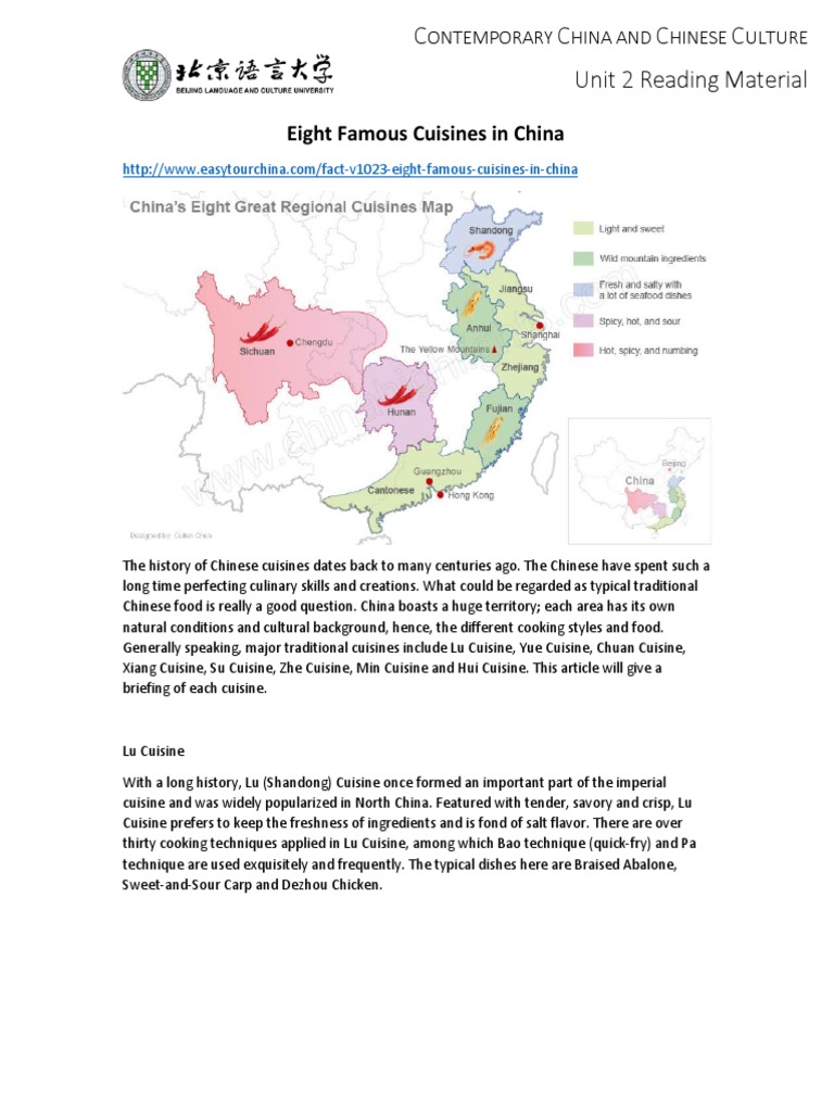 Eight Famous Cuisines In China Pdf Chinese Cuisine Cantonese Cuisine