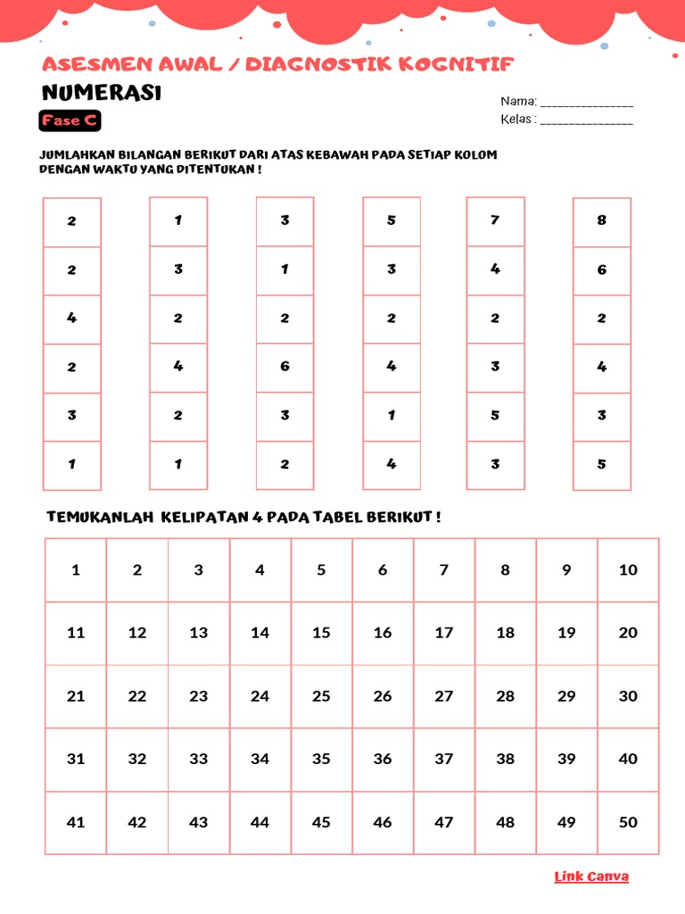 Asesmen Diagnostik Kognitif Numerasi Fase C | PDF