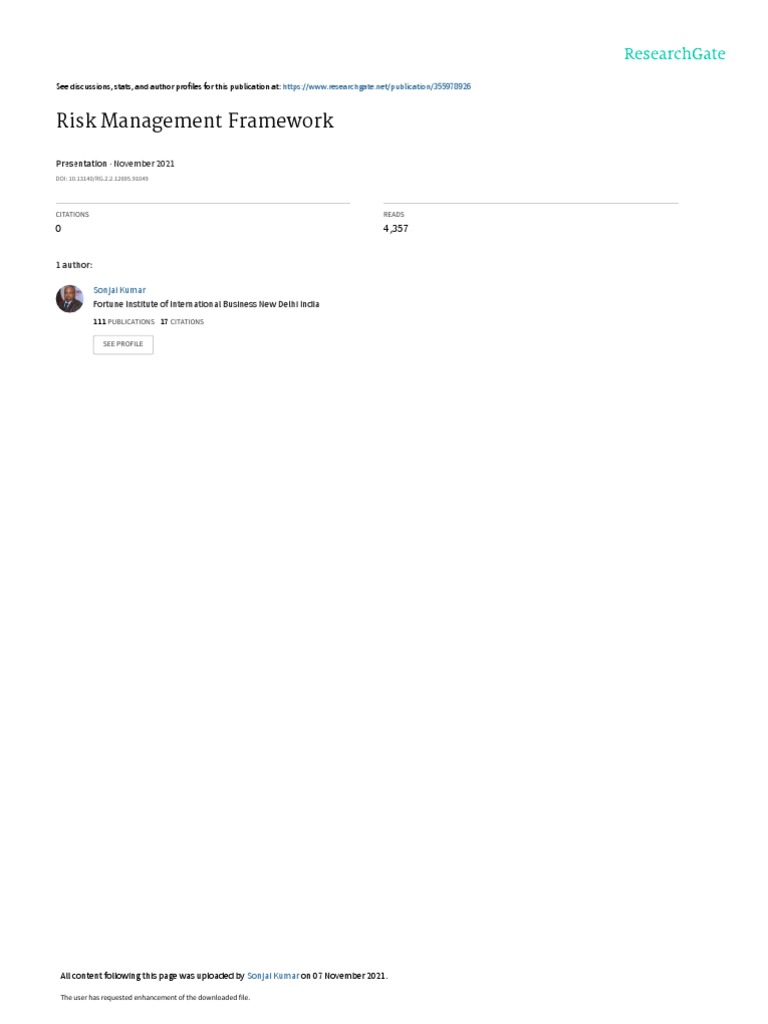 RiskManagementFramework Chapter4 | PDF | Risk | Risk Management