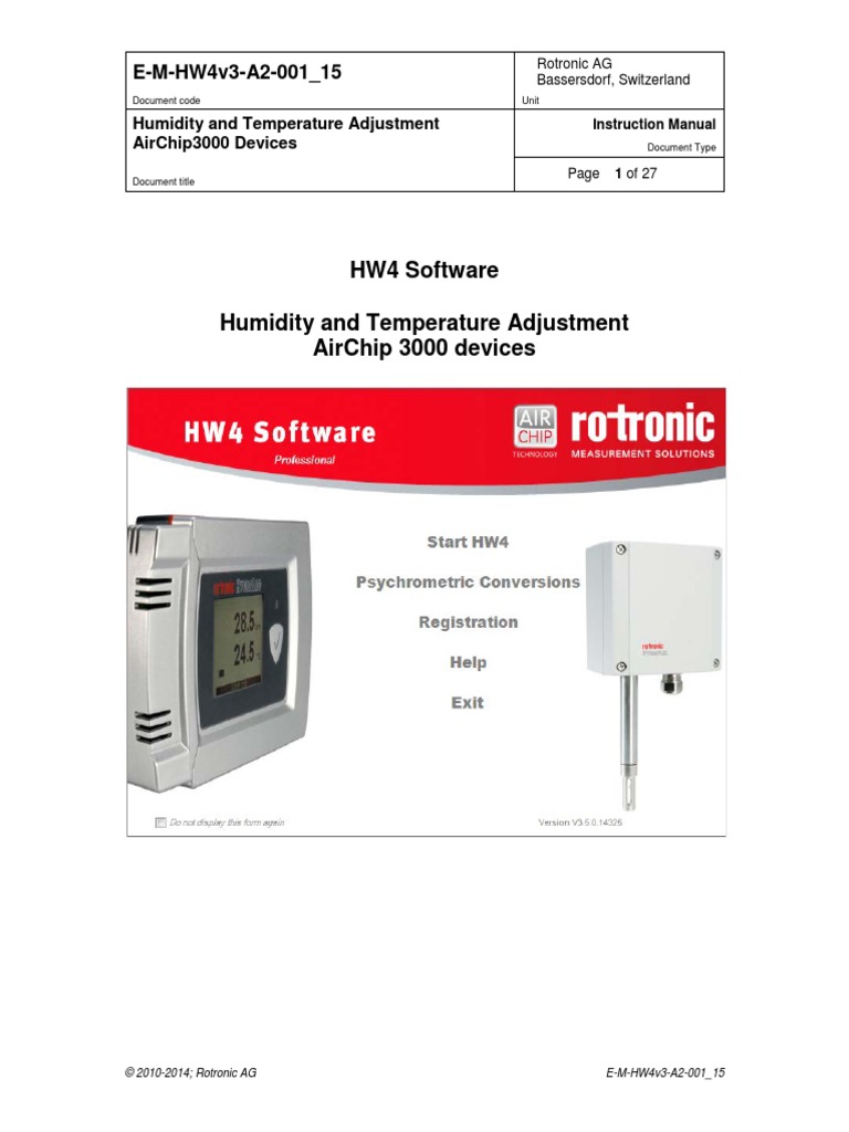 Hw4 Software Humidity and Temperature Adjustment Airchip 3000 Devices | PDF | Calibration | Humidity