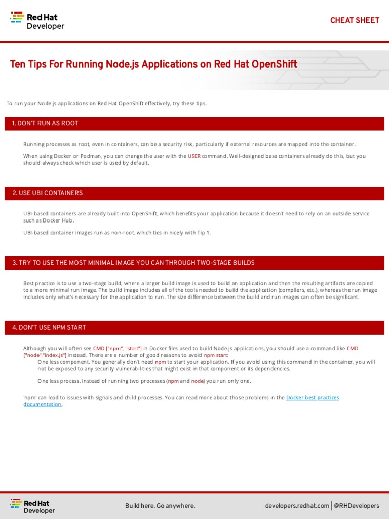 10 Tips Node Js Applications Red Hat Developer | PDF