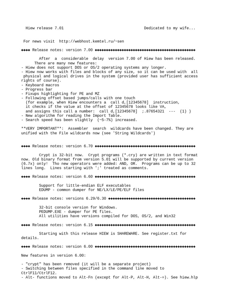 Hiew en | PDF | Assembly Language | Control Key