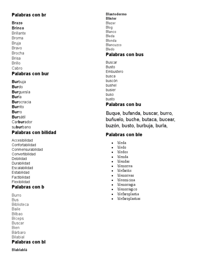 Palabras Con BR | PDF
