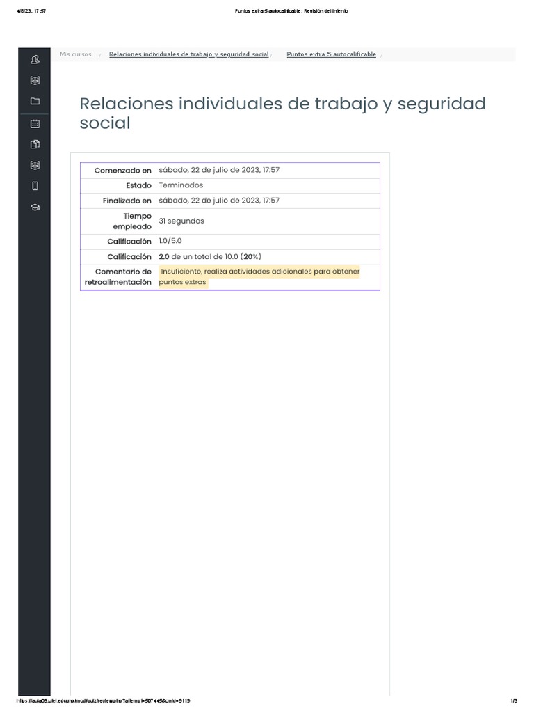 Puntos Extra 5 Autocalificable - Revisión Del IntentoCORECCION EXAMEN SUPLE | PDF