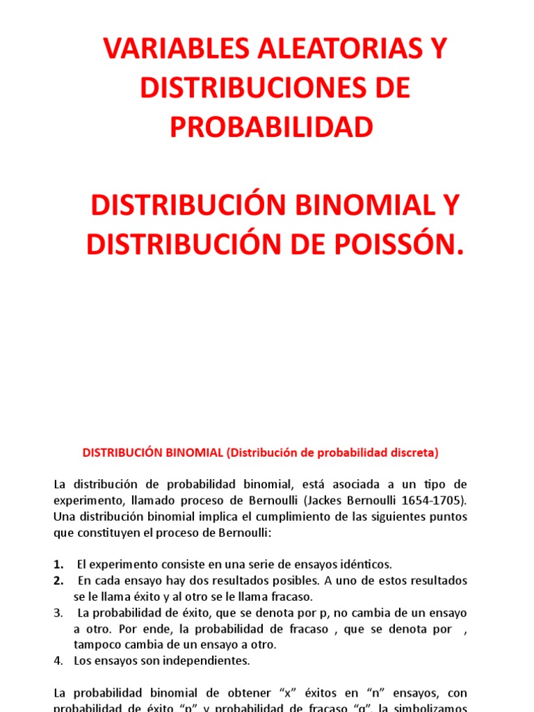 Variables Aleatorias y Distribuciones de Probabilidad | PDF | Distribución de veneno | Enseñanza ...