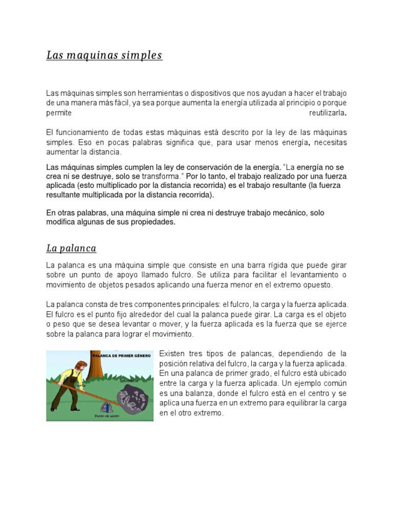 Las Maquinas Simples | PDF | Palanca | Balanza