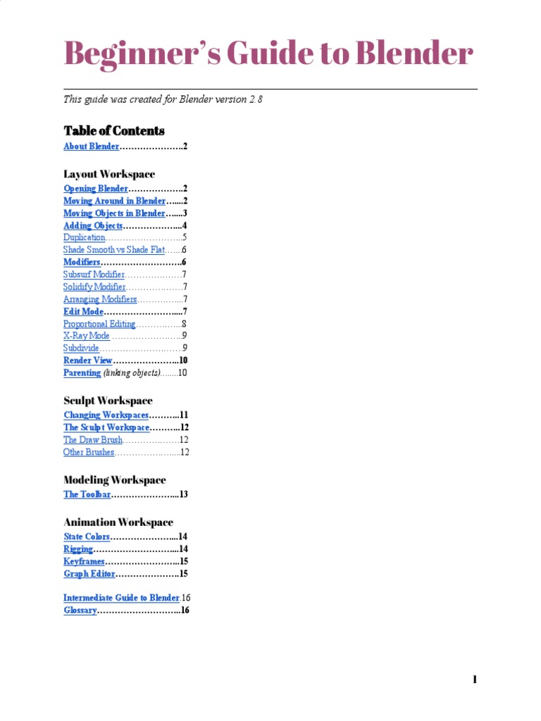 Beginner's Blender Guide 2.8 PDF | PDF | Blender (Software) | Texture ...