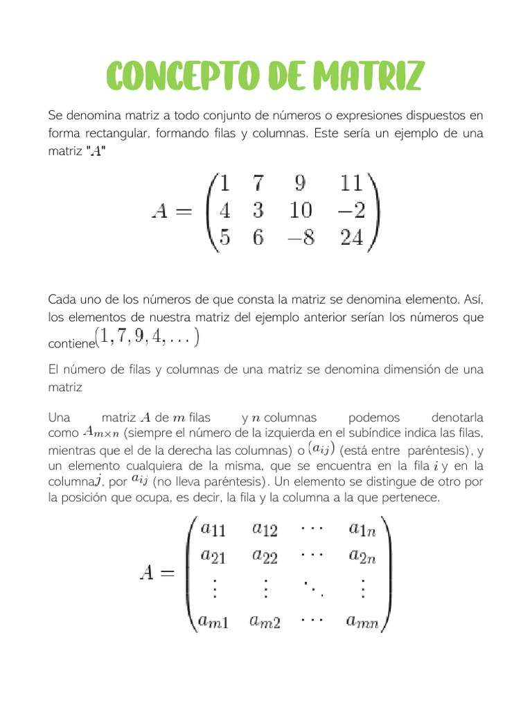 MATRICES | Descargar gratis PDF | Matriz (Matemáticas) | Multiplicación