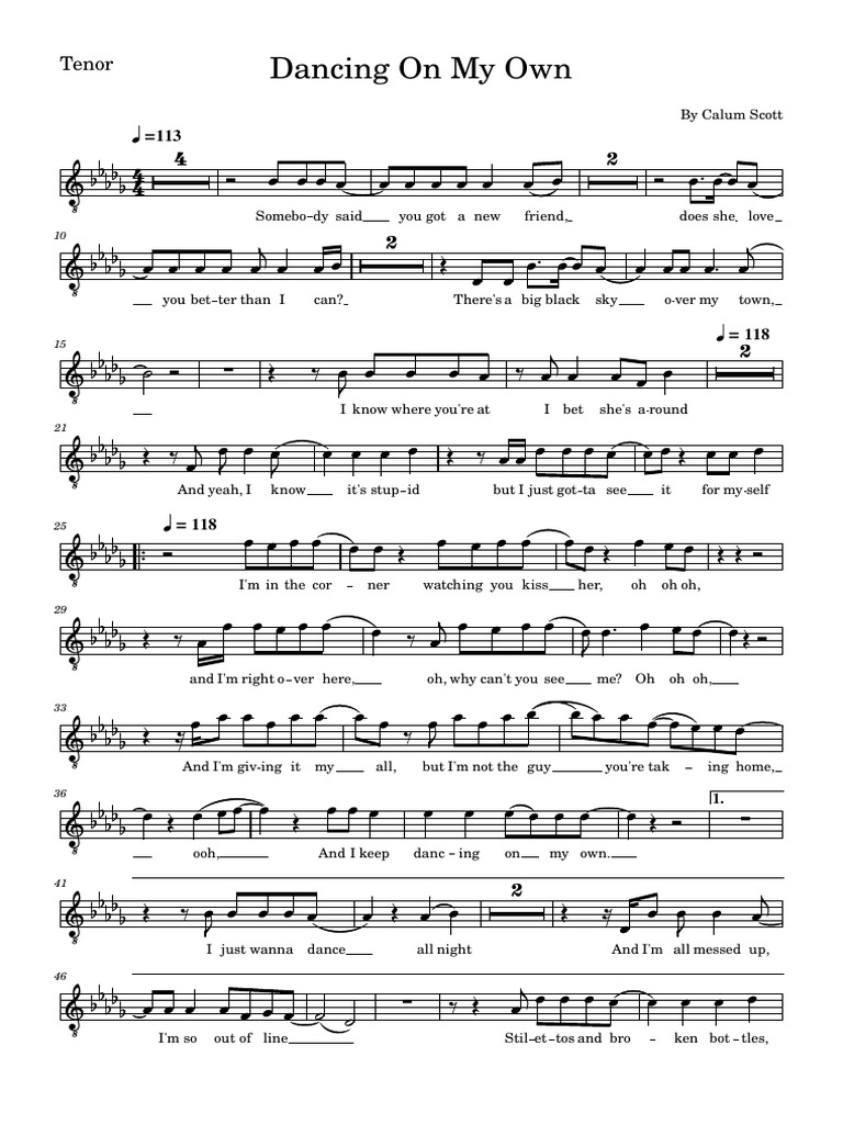 Dancing On My Own With Lyrics-Tenor | PDF | Songs Written
